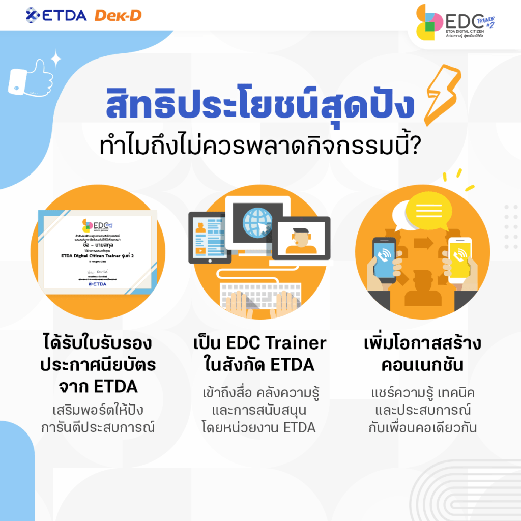 Dek-D และ ETDA รับสมัคร่วมโครงการ ‘ETDA Digital Citizen Trainer’